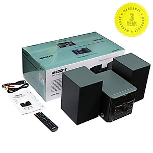 WISCENT Stereo Shelf System for Home with Bluetooth, CD Player, FM Radio, Mini Stereo DVD Player, USB MP3 Playback, AUX ,Mic, Headphone Jack, 30W Home Stereo (Compact Micro HiFi CD DVD Player)