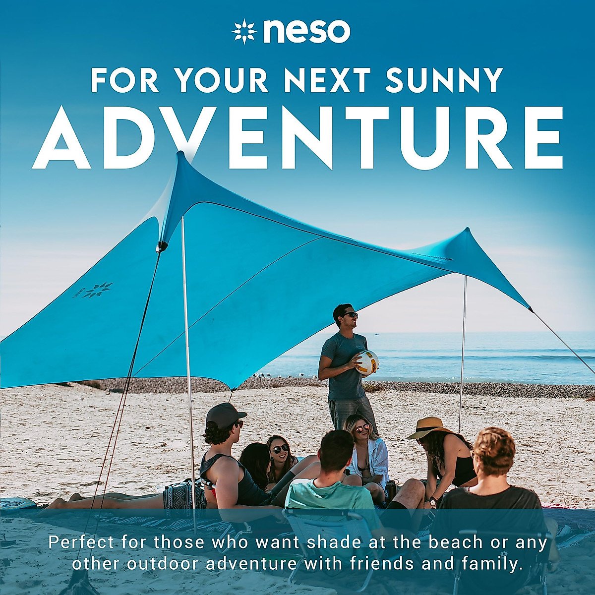 Neso Gigante - Portable Beach Tent - Ideal to Enjoy with Family and Friends - UPF 50+, Water-Resistant, and Lightweight - Teal, 11' x 11'