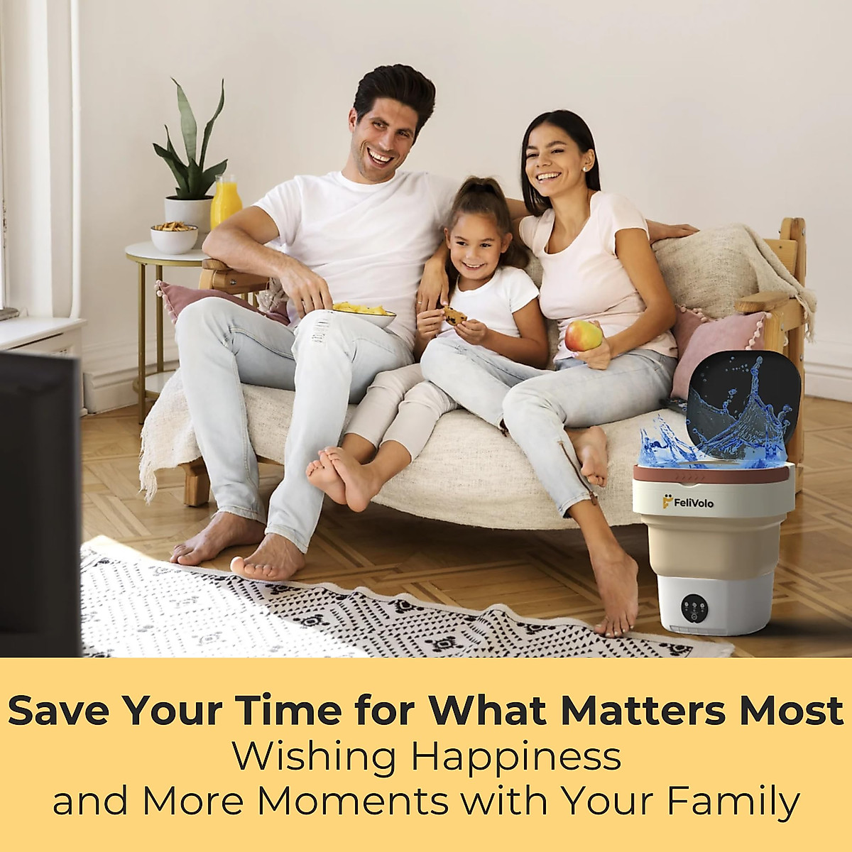 FeliVolo Portable Foldable Washing Machine, 12L, Premium Package – for Baby Clothes, Dog Diapers, Delicate Clothes, Undergarments, Best for Travelers, Students, Apartment, RV Owners, Campers, Workouts