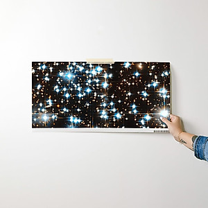 Peel & Stick Wallpaper Swatch - Stars Sparkle Star Field Dark Galaxy Universe Outer Space Photo Blue Nebula Black Custom Removable Wallpaper by Spoonflower
