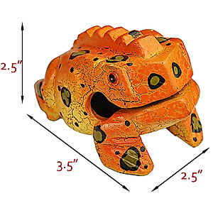 3.5" Wooden Frog Guiro Rasp Instrument - Percussion Musical Tone Block Craft (Painted Orange)