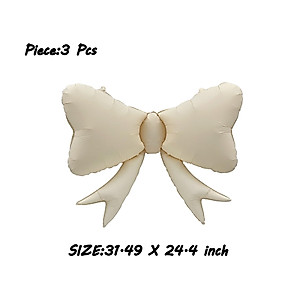 3 Pcs Bow Big Balloon Macaron White Bow Theme Birthday Party Baby Shower Girl Party Decoration Suppli