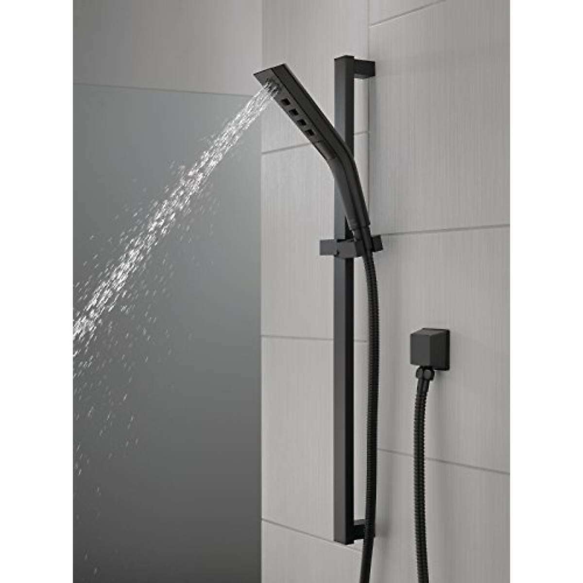 Delta Faucet 3-Spray H2Okinetic Slide Bar Hand Held Shower with Hose, Black Handheld Shower Head, Slide Bar Hand Shower, Handheld Shower, Detachable Shower Head, Matte Black 51799-BL