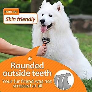 Undercoat rake for Dogs，Dog Deshedding Brush for Large Dogs，2 in 1 Dematting Comb & deShedding Tool for Long Hair Cats，Pet Hair Grooming Brush, Clear mats and tangles, Reduces Shedding by 95%…