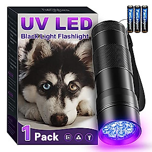 Fulighture Black Light Flashlight Mini, Small UV Black Light for Pet, Urine Detection for Dog Cat, Portable Ultraviolet Blacklight Flashlights 395nm, Resin Curing, Bed Bug, AAA Batteries Included