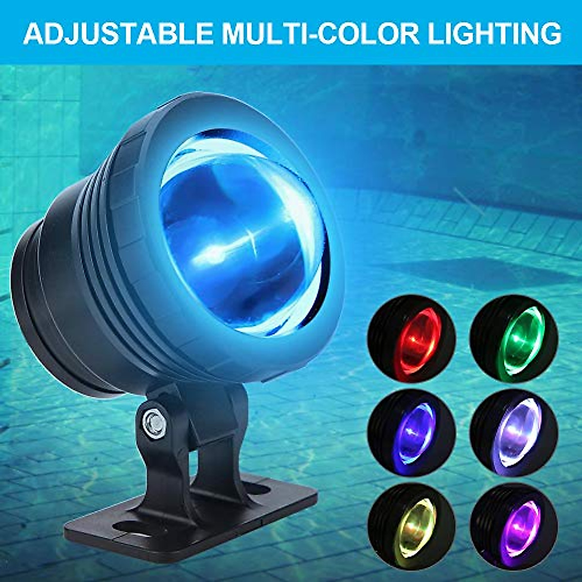 Yosoo Underwater Lawn Light, 5W RGB Outdoor Waterproof LED Swimming Pool Light Garden Lamp with Remote Controller(Black)