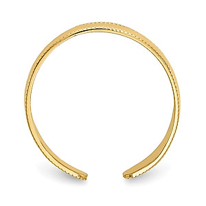 Solid 14k Yellow Gold Mill Grain Milgrain Adjustable Toe Ring (3mm) - Jewelry Gifts For Women Wife Mom Gifts For Men Husband Dad