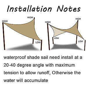 LOVE STORY Waterproof 10’×10’×14’ Triangle Orange Red Sun Shade Sail Canopy UV Resistant for Outdoor Patio Garden Backyard