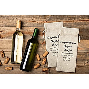 Congration Gift, Congratulations On Your New Job, Gift For Her, Gift For Him, Cotton Linen Wine Bag - 1 Pack （WINEDAI-066）