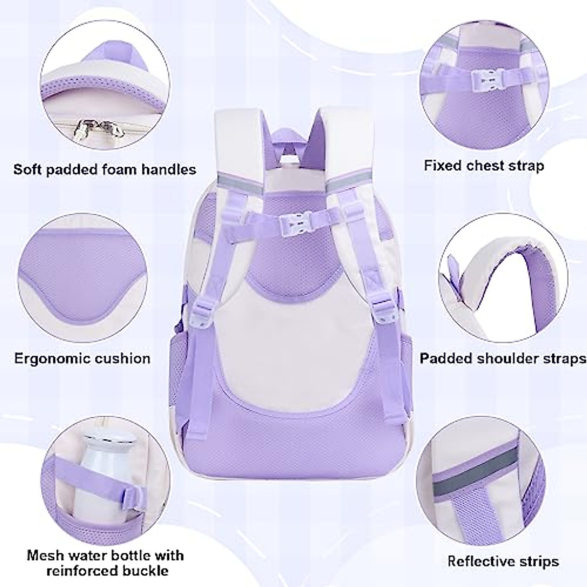 Mcaldume Cute Backpacks for Girls, Kawaii Backpack Aesthetic Backpack for Teen Girls, Cute Bookbag for Kids Elementary School Beige