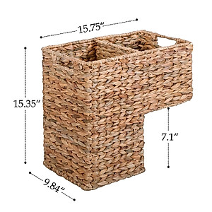 Synovana Stair Basket Water Hyacinth Storage Basket Handwoven Wicker Storage Basket Rattan Storage Organizer for Bedroom Living Room Laundry Room
