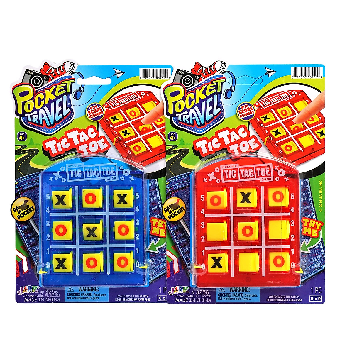 JA-RU Portable Tic Tac Toe (1 Pack) Classic Mini Board Games for Kids. Small Size Travel Games.Bulk Birthday Party Favor Stocking Stuffer. 3256-1A