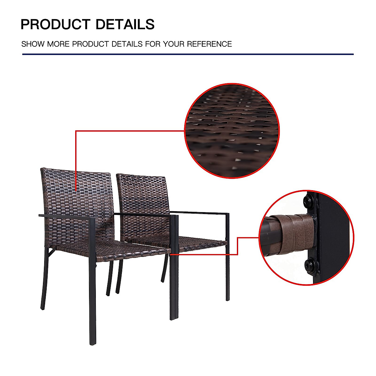 Y Enjoy 2 Pieces Patio Chairs Set,Outdoor Wicker Dining Chairs All-Weather PE Rattan Armchair,Steel Frame,w/Armrests for Garden Outdoor Furniture for Backyard Deck (Brown)