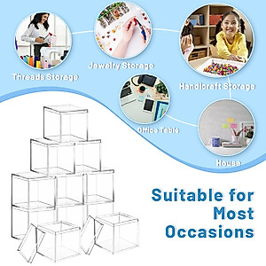 ALMOXVYE 15 Pieces Clear Acrylic Square Cube Boxes, 3 x 3 x 3 lnch Mini Acrylic Box with Lid, Small Plastic Candy Cubes for Jewelry, Coins, Beads, Craft Supplies, Pills Herbs, Sewing