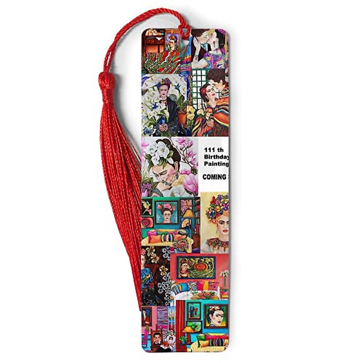Bookmarks Metal Ruler Frida Bookography Collage Measure Tassels Bookworm for Gift Book Reading Bibliophile Markers Christmas Ornament Bookmark