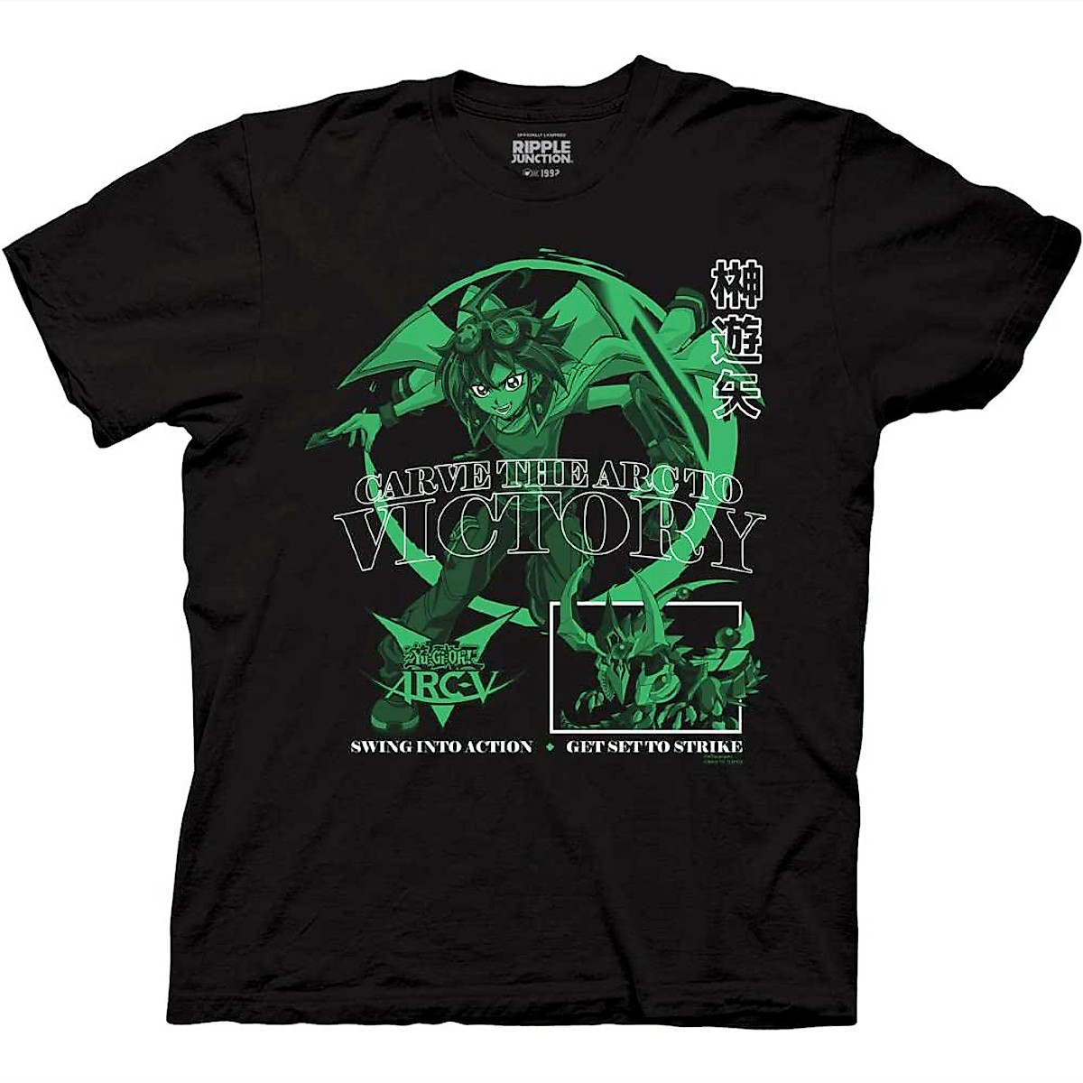 Ripple Junction Yu-Gi-Oh! Arc-V Carve The Arc to Victory Anime Adult T-Shirt Officially Licensed Large Black