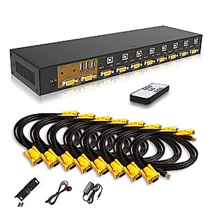 eKL VGA KVM Switch 8 Port in 2 Out Switcher 8x2 Supports Basic Keyboard and Mouse Audio USB 2.0 Devices Sharing 8 Computers
