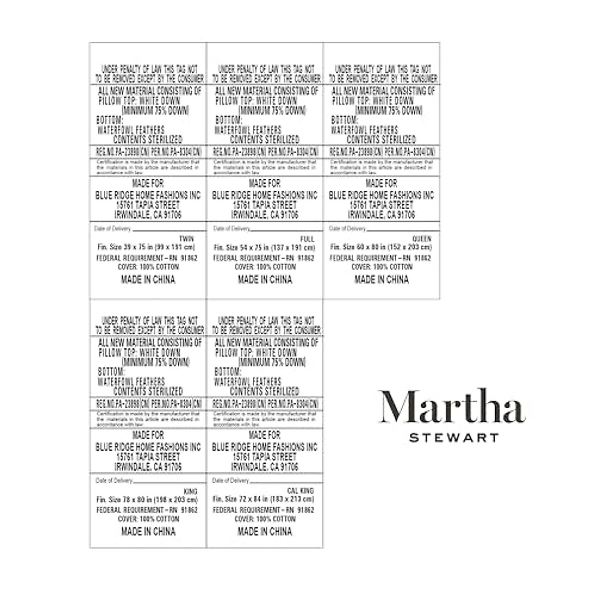 Martha Stewart Mattress Topper Twin Size - 3 Inch Feather Bed 100% Cotton Cover Fabric- All Seasons Fluffy White Mattress Pad Feather Topper Relieve Back Pain for Bedroom