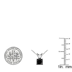 Dazzlingrock Collection 0.50 Carat (ctw) 10K Princess Black Diamond Ladies Solitaire Pendant 1/2 CT, White Gold