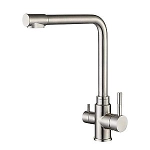 Kitchen Faucet 3 Way Stainless Steel 360 ° Swiveling Hot and Cold Water Drinking Water Faucets 3 and 1 Kitchen Faucet Brushed