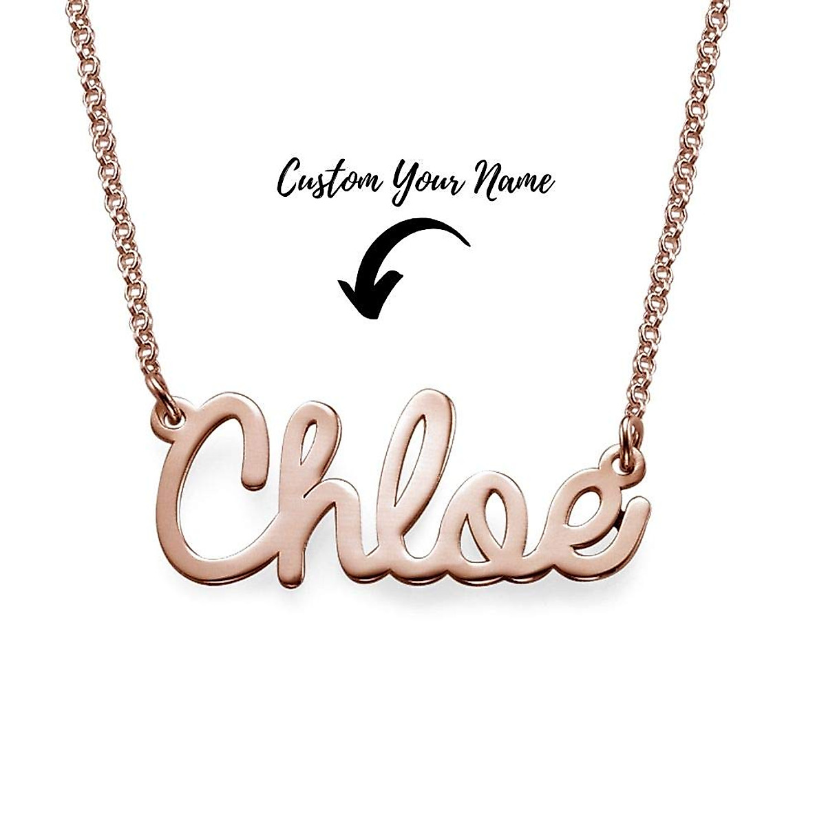 MyNameNecklace Personalized Cursive Name Pendant Necklace-Nameplate Christmas Jewelry Gift