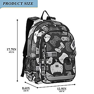 Glaphy Video Game Controller School Backpack Lightweight Laptop Backpack Student Travel Daypack with Reflective Stripes
