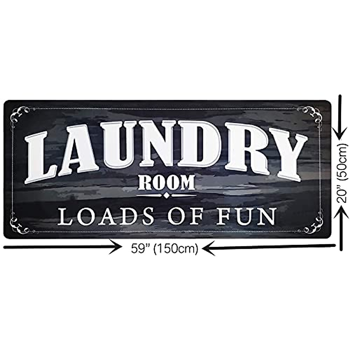 ABREEZE Laundry Room Rug 20x59 Load of Fun Rug Floor Mat for Washroom Mudroom Rubber Runner Farmhouse Large Laundry Rug Mat Washer and Dryer Carpet Black Laundry Room Decor and Accessories