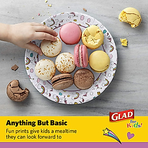 Glad for Kids Unicorns Paper Plates | Small Round Paper Plates with Cute Unicorns Design | Heavy Duty Disposable Soak Proof Microwavable Paper Plates for All Occasions, 8.5 Inch, 20 Count (Pack of 6)
