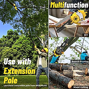 Mini Chainsaw Cordless 6'' with 2×21V Battery, IMOUMLIVE Brushless Powerful Electric Small Hand Portable Chain Saw with Auto Oiling System, Lightweight, 2.2 lbs, Handheld, Easy Use For Branch Pruning