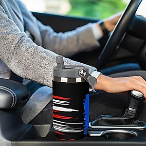 Porto Rico Flags 1 30 OZ Insulated Tumblers with Handle And Straw Leakproof Vacuum Insulated Stainless Steel Water Bottle for Car Fishing Travel