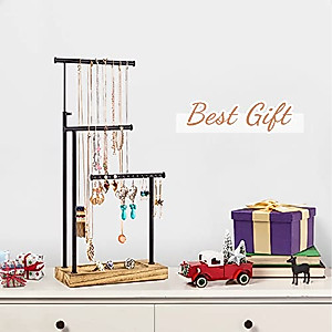 SRIWATANA Jewelry Organizer Stand, Extra Tall Necklace Holder Jewelry Holder (Carbonized Black & Black)