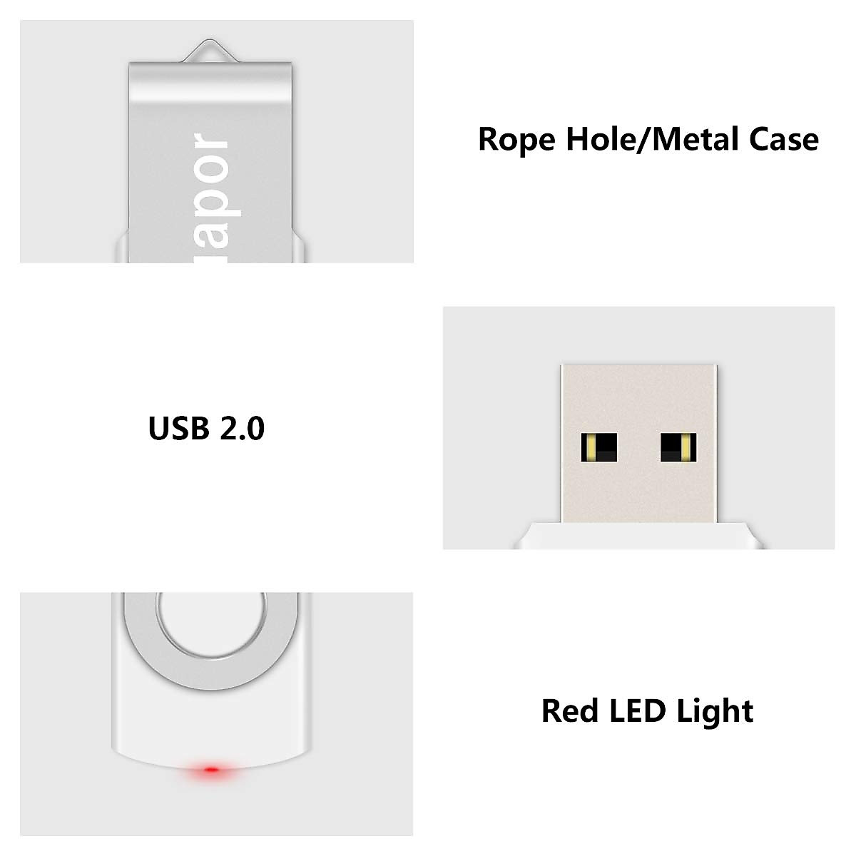 Exmapor 5 Pack USB Flash Drive 32GB Swivel Thumb Drives for Storage USB Stick(Mixed Color: Black, Red, Green, Blue, White)