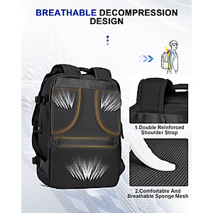 UPPACK Black Backpack For Women Men Travel Bag Watreproof Gym Hiking Backpack College Laptop Backpack For School Travel Essentials Carry On Bag