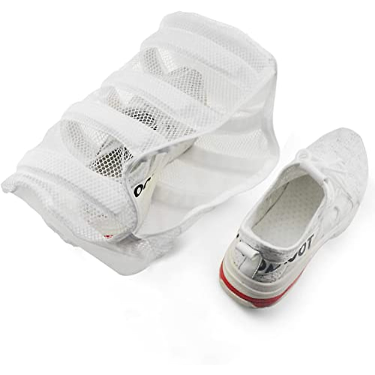 Shoe Washing and Dry Bags for Laundry Machines - SOOHAO Pack of 2 Sneaker Mesh Laundry Bags with Bumper Protectors for Canvas Shoes, Nike, Adidas, Sneakers, Knitted Sock Shoes and Delicates