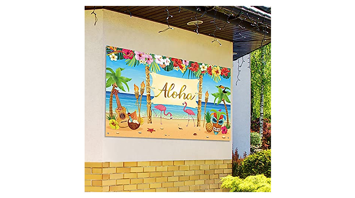 Hawaiian Aloha Party Banner - Large Summer Luau Backdrop for Events