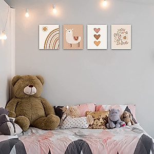 Quzenu Boho Nursery Decor Rainbow You Are My Sunshine Boho Decor Canvas Prints Framed for Baby Girl Room Decor Boho Wall Art for Girl Nursery Wall Decor