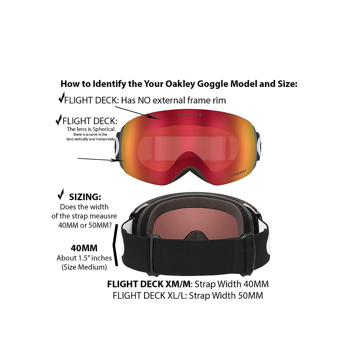 Oakley Flight Deck Medium Prizm Rose Gold REPLACEMENT LENSES OO7064 Ski Goggles For Men For Women + BUNDLE with Designer iWear Eyewear Kit…