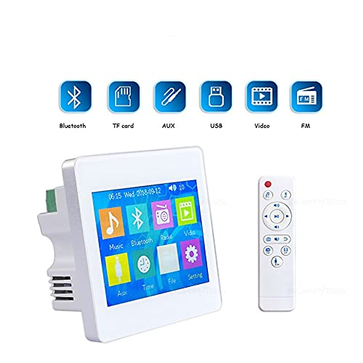 MXIAOXIA Mini in Wall Amplifier Audio Smart Home Digital Amplifier Music Touch Screen 4 * 25w HiFi Stereo Sound System with Radio (Color : OneColor)