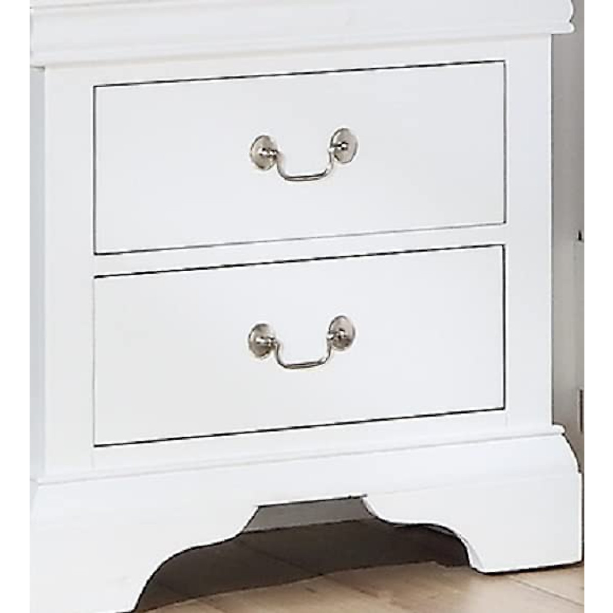Petfu Modern Nightstand with 2 Drawers Solid Wood Bed Side Table End Table with Storage Classical Nightstand for Bedroom Living Room,White