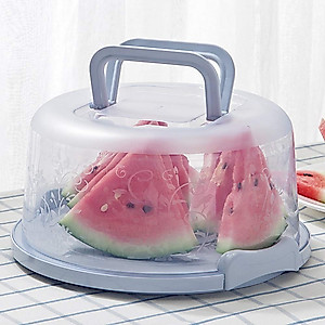 Plastic Small Cake Carrier Holder with Collapsible Handle Cover Round Cupcake Container Suitable for 6 inch Diameter Cake or less(Blue)