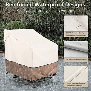 okcool Outdoor Swivel Chair Cover 2 Pack,Outdoor Furniture Patio Chair Covers Waterproof Clearance,(35" W x 37" D x 38.5" H) Outdoor Lawn Patio Furniture Covers,Beige & Brown