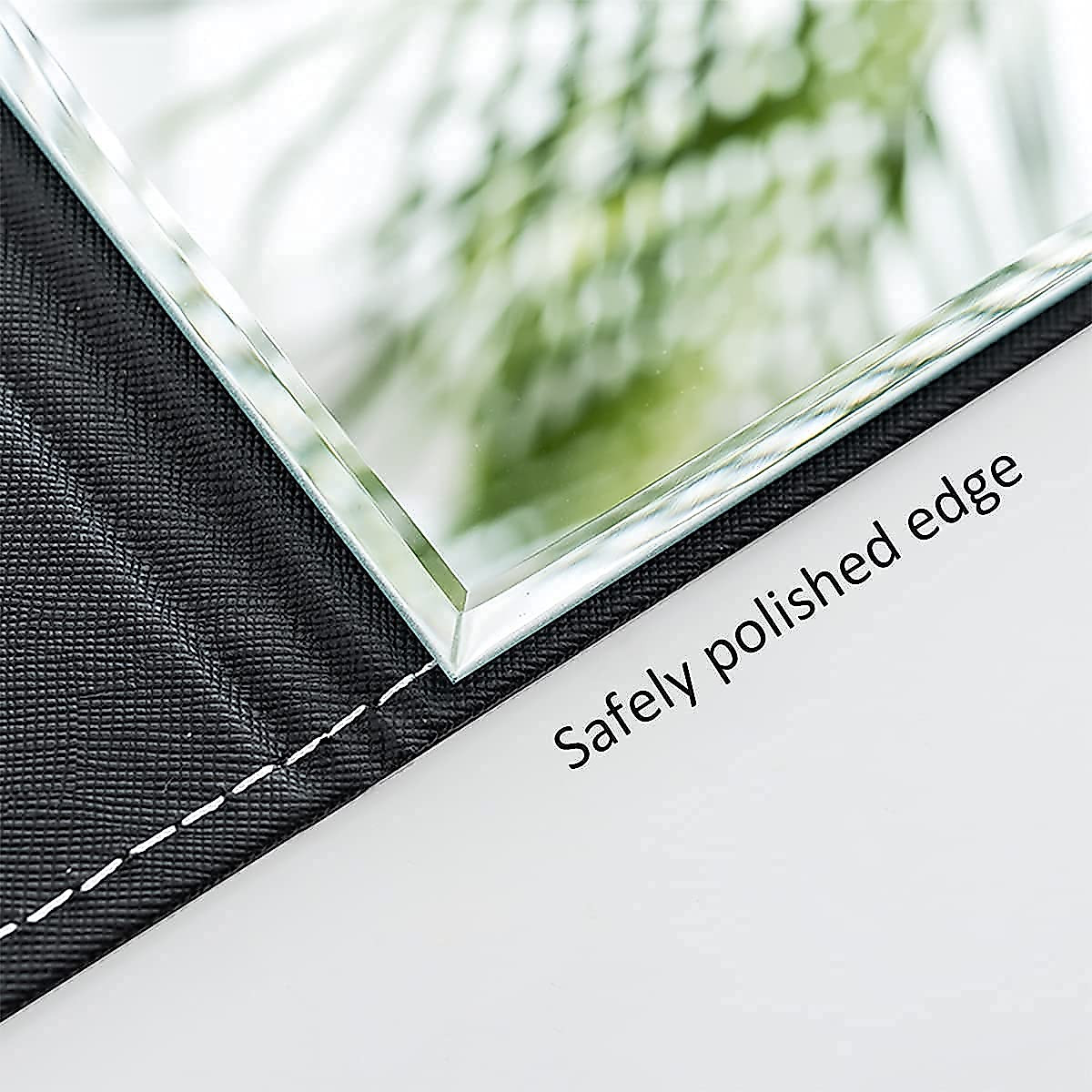 PSG.LGD Makeup Mirror,Portable Folding Mirror with Adjustable Stand for Tabletop,PU Leather,Perfect Size for Camping,Vocation,Home Vanity and Office Desk,Black