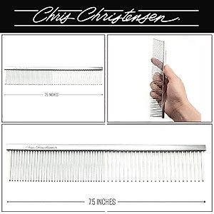 Chris Christensen Brush & Comb Bundle - Big K and Big G Slicker Brush, 000 7.5 in Greyhound Style Fine/Coarse Comb - Groom Like a Professional, Made in USA