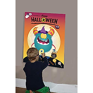 Funnlot Halloween Party Games for Kids Halloween Game Pin The Eye on The Monster Game Halloween Party Favors  Halloween Party Games Activities Halloween Pin The Tail Game
