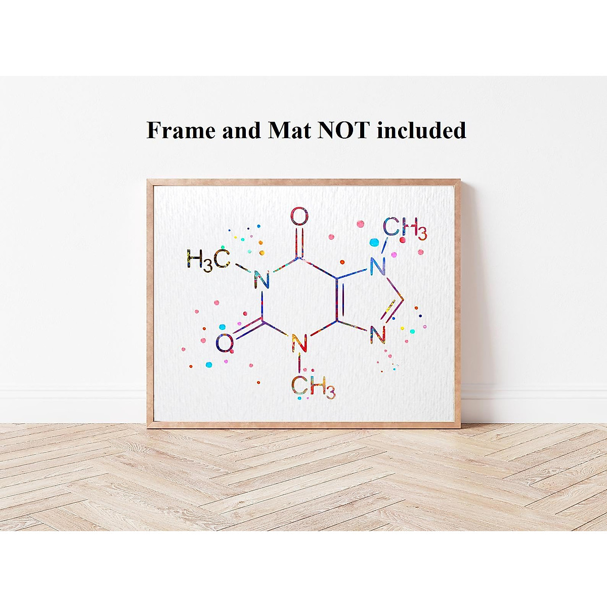 Dignovel Studios 8X10 Unframed Caffeine Molecule Chemical Symbol Watercolor Art Print Poster Housewarming Wall Giclee Office Home Decor DN536
