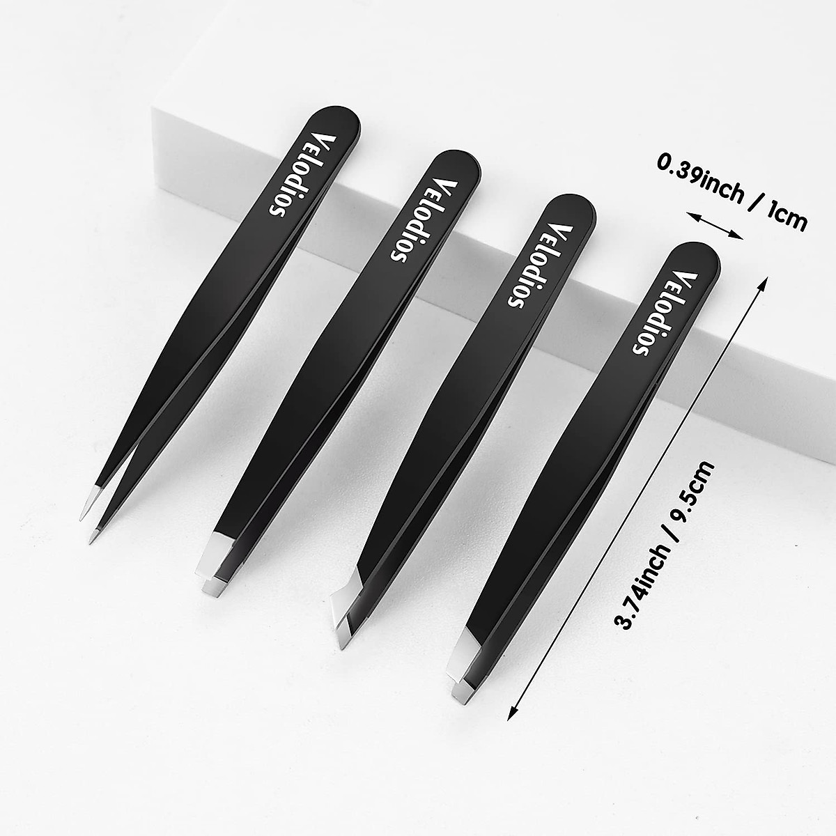 Tweezers Set for Women and Men, Professional Precision Tweezers for Eyebrows, Pointed and Slant Tweezers for Facial Hair, Splinter and Ingrown Hair Removal, Stainless Steel Tweezer Kit by Velodios