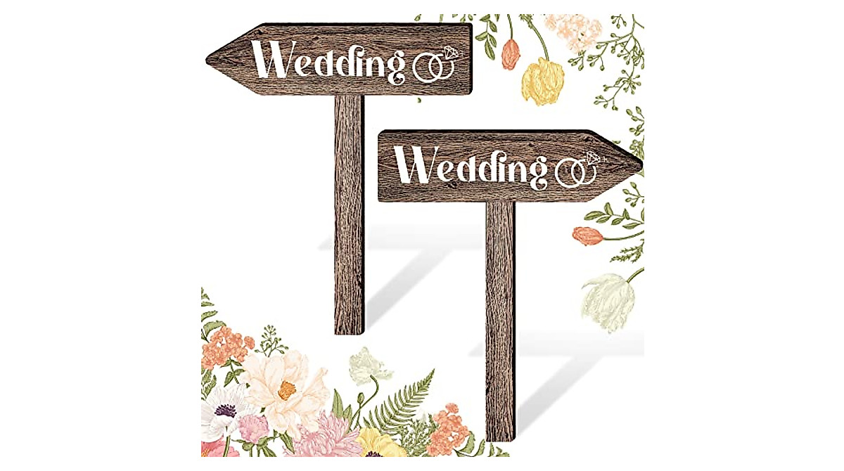 Wedding Directional Sign Set - Rustic Waterproof Arrow Signs for ...