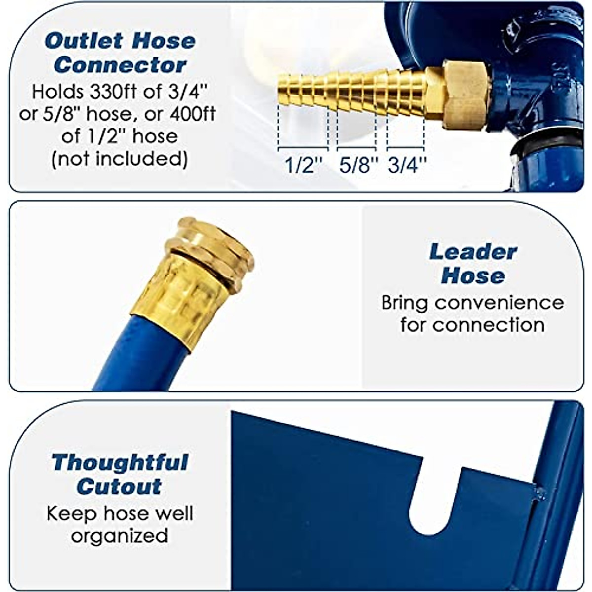 Goplus Garden Hose Reel Cart, Heavy Duty Water Planting Cart w/Non-slip Crank Handle, 4 Solid Wheels, Outdoor Hose Reel Holds 330 FT of 3/4", 5/8” & 400 FT of 1/2" Hose for Garden Yard Lawn Farm