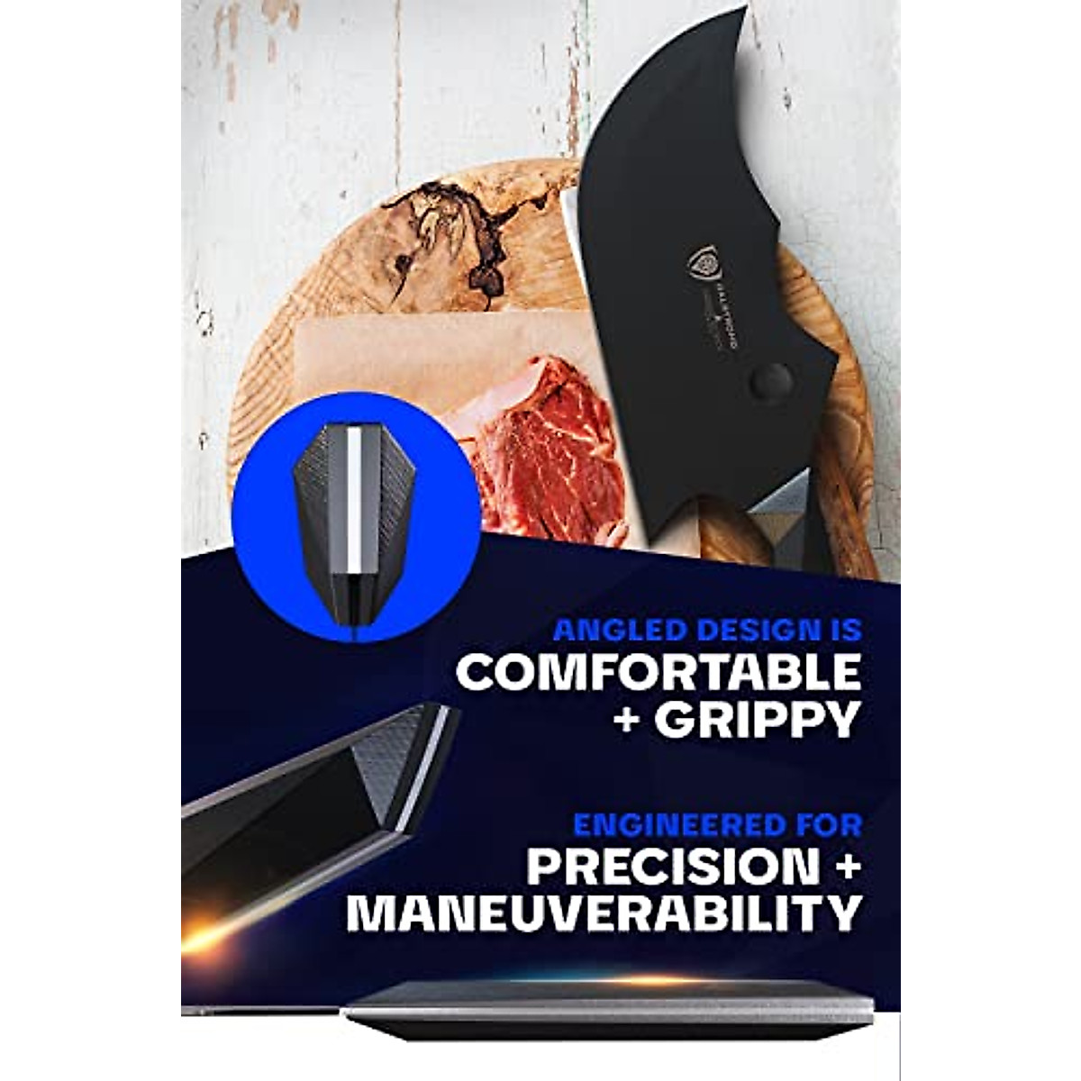 DALSTRONG Meat Cleaver Knife - 9 inch - Shadow Black Series - Black Titanium Nitride Coated - High Carbon - 7CR17MOV-X Vacuum Treated Steel - Sheath - Massive Razor Sharp Kitchen Knife - NSF Certified