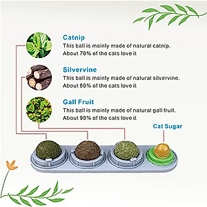 JLTKJ Catnip Ball Toy Cat Mint Wall Ball Catnip Toys for Cat Teeth Clean Edible Rotating Removable Catnip Balls Healthy Natural Cat Treats